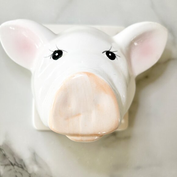 Art | Vintage Ceramic Pig Head Wall Hanging Apron Towel Hook Kitchen ...